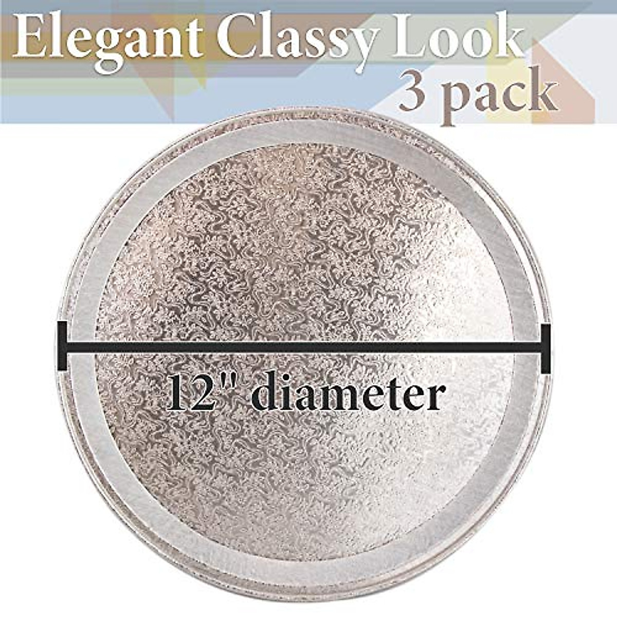 Upper Midland Products 3 Serving Tray Platters Elegant Aluminum Round Disposable Plastic Alternative