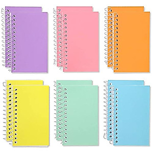 12-Pack Small Spiral Notebook 3x5, 80 Sheets Per Notepad, College Ruled Lined Paper for Office Supplies, Classroom Notes, Students, Teachers, Nurses (6 Pastel Colors)