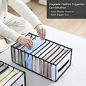 XJJX Closet Organizers and Storage, T-Shirt Organizer, Clothes Organizer, Wardrobe Clothes Organizer, Shirt Organizer for Closet, Clothes Storage Organizer for Shirts, Jeans, Pants(Black, 4 Pack)