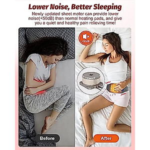 Natural Jade Menstrual Heating Pad, Portable Heating Pad for Period, Cramps, Belly, Waist, Electric Cordless Pad with Heating and Vibration Massage, Back Pain Relief, Gifts for Her or Him(Gray)