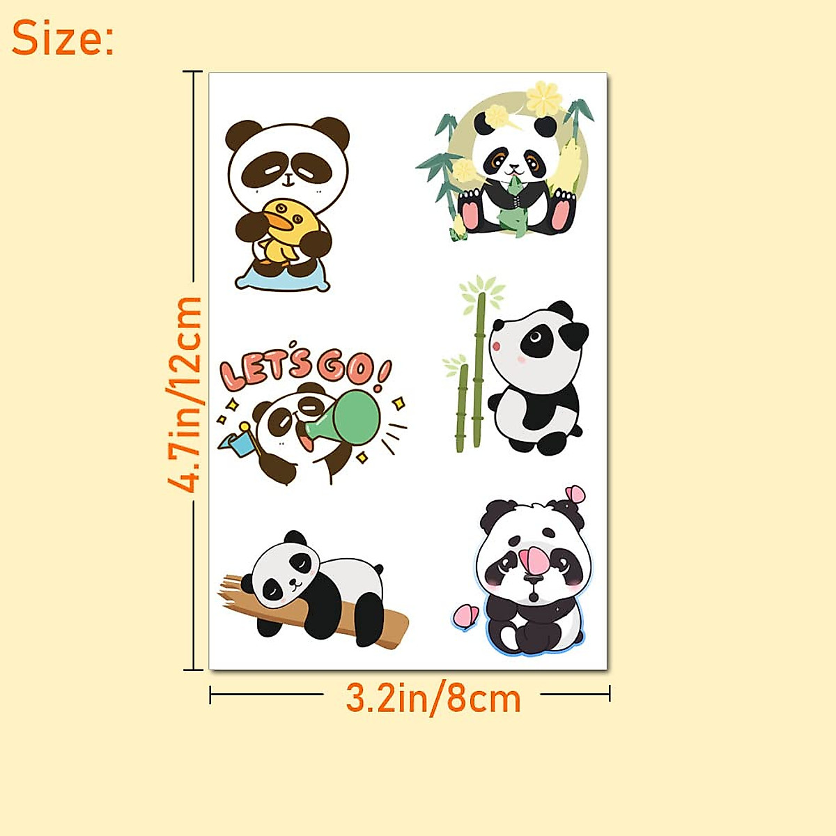 Allberll Panda Party Favor 144Pcs Temporary Tattoos 24 Sheet for Panda Birthday Party Decorations supplies Green