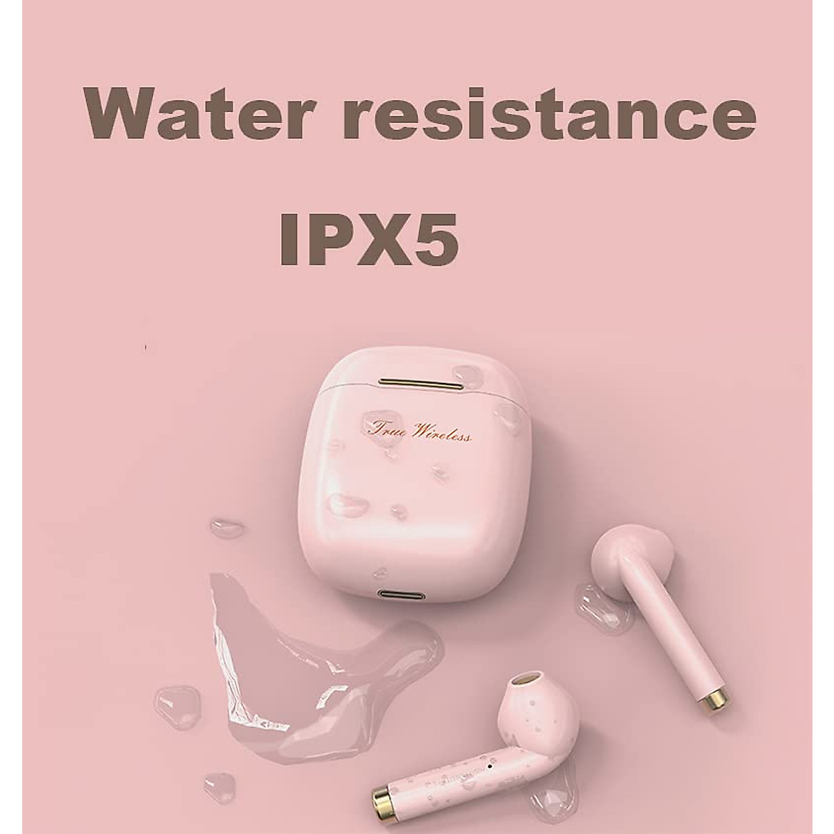 SEEWAY Wireless Earbuds Pink,Bluetooth Earbuds V5.1 True Wireless Earbuds Smart Touch Control 25 Hours Playtime, USB-C Charge, Premium Deep Bass for Sports,Commute,Work (Pink)