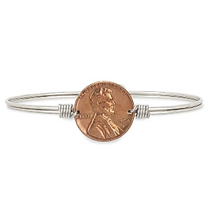 Luca + Danni Heavenly Penny Bangle Bracelet for Women - Silver Tone Regular Size Made in USA