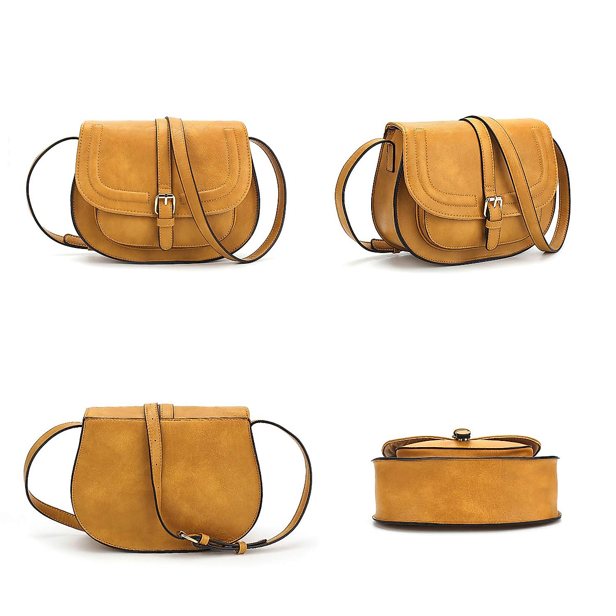 AFKOMST Crossbody Bags for Women,Small Saddle Purse and Boho Cross Body Handbags,Vegan Leather
