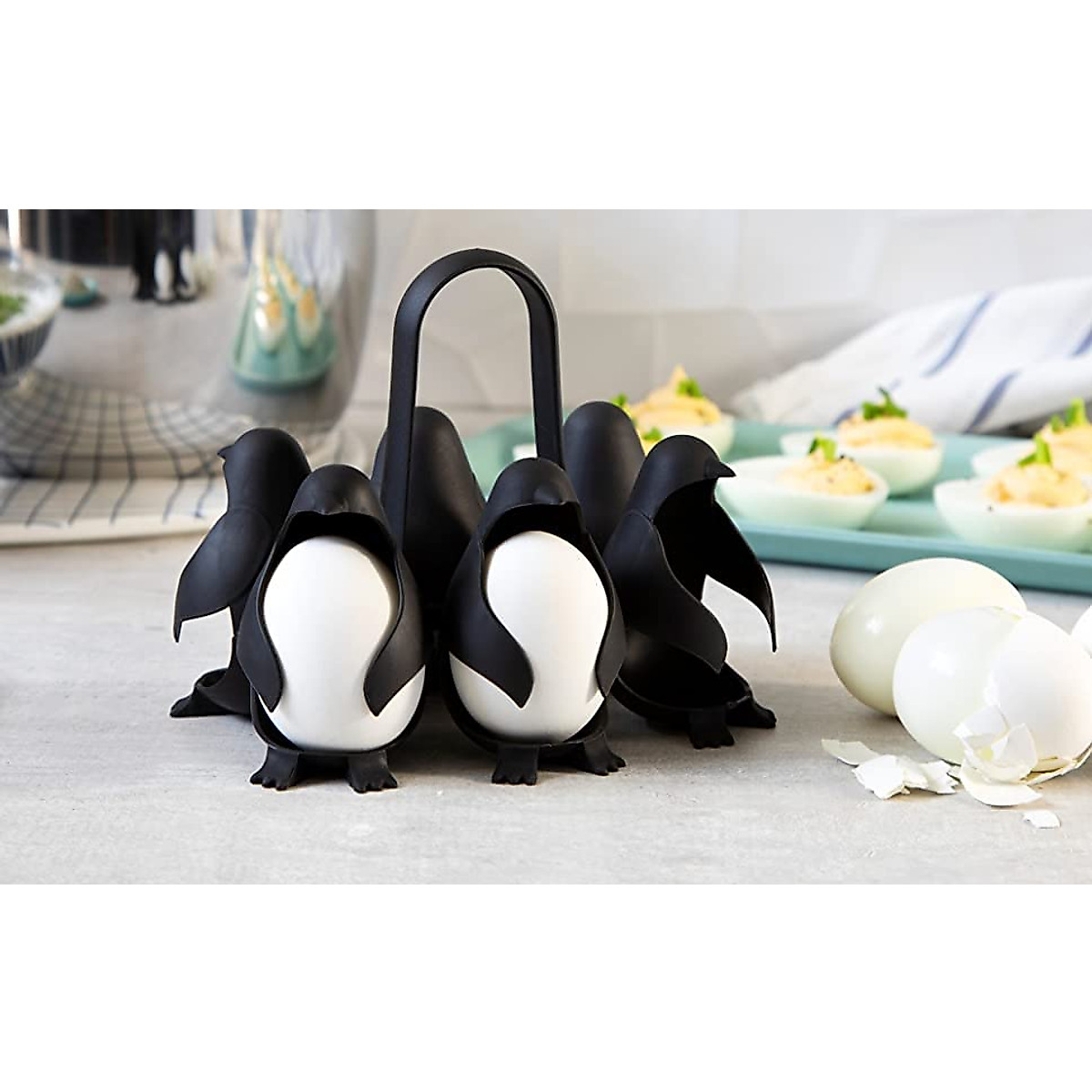 Penguin 3-in-1 Cook, Store and Serve Egg Holder. Easy-to-use Penguin-Shaped Boiled Egg Cooker Boiler for Making Hard or Soft Boiled Eggs. 6 Eggs Capacity