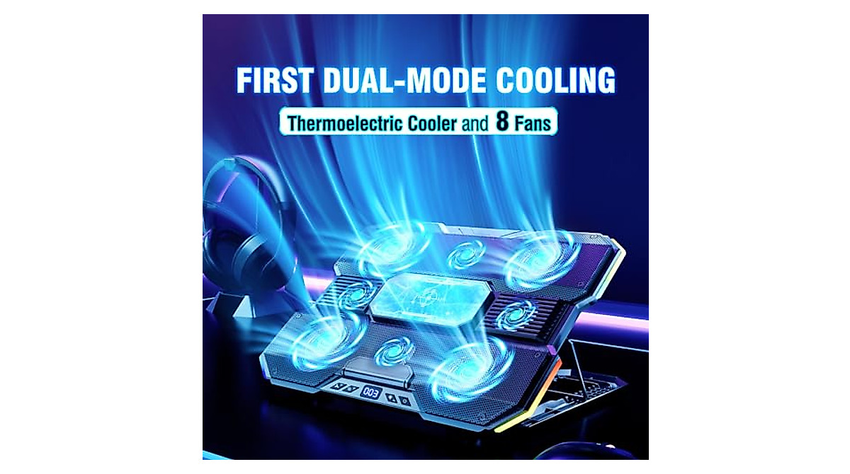 Gaming Laptop Cooling Pad with Thermoelectric Cooler & 8 Fans
