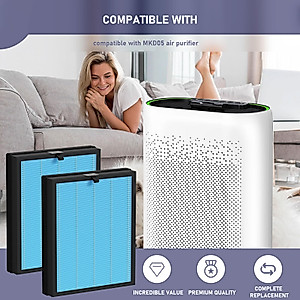 Ontheone MKD05 True HEPA Air Filter Replacement Compatible with MKD05 Air Cleaner Purifier, True HEPA Filter with Activated Carbon Filter, 2 Pack Blue
