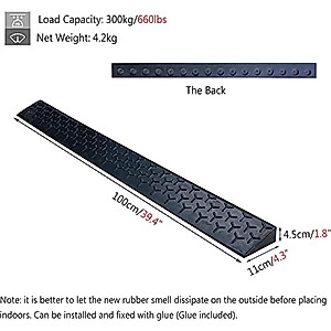 Threshold Ramp, Threshold Ramp Rubber, 1/2/3/4/5 cm Rise Wheelchairs Ramps for Home Garden Yard Sliding Glass Doors Steps, Indoor Outdoor Entry Transitions Slope (Size : 100x11x4.5(39.4x4.3x1.8))
