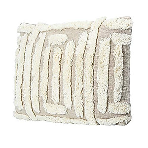 Creative Co-Op Lumbar Tan & Cream Tufted Woven Cotton Pillow, Tan