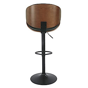 Signature Design by Ashley Bellatier Mid-Century Modern 34" Adjustable Height Curved Bar Stool, Brown & Black