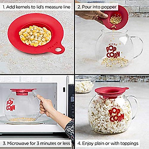 Ecolution EKPCM-0025 Micro-Pop Popper, Glass Microwave Popcorn Maker with Dual Function Lid, 3 Qt