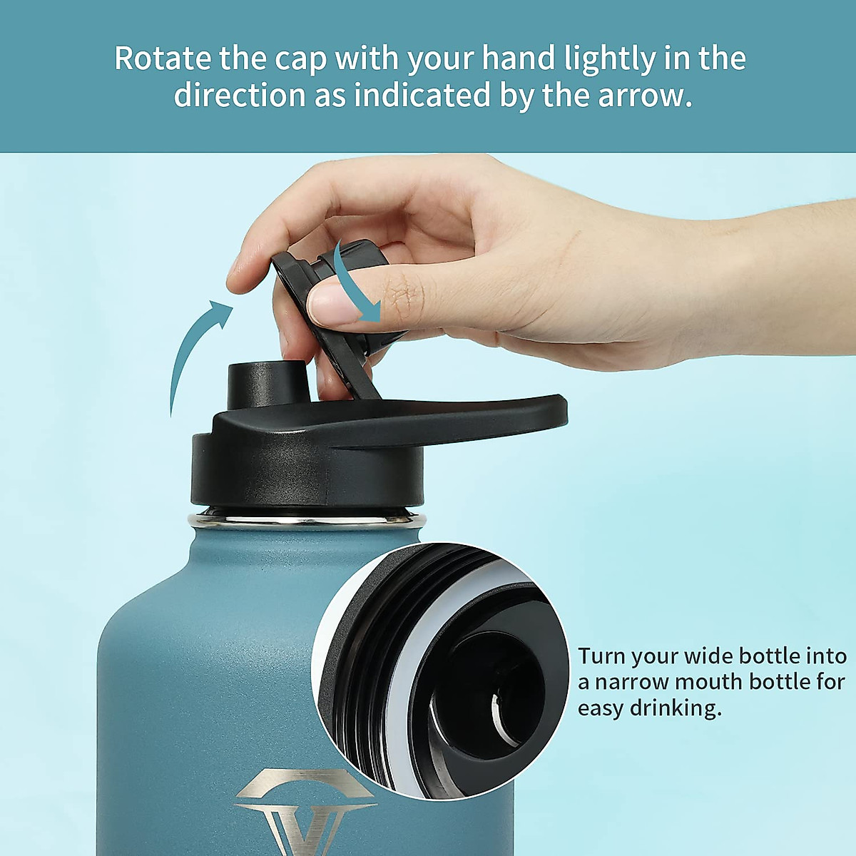 Water Bottle Lid, Topre Spout Lid BPA-free Leak proof Wide Mouth Easy Clean Replacement Cap for 64oz Insulated Water Bottle Accessories