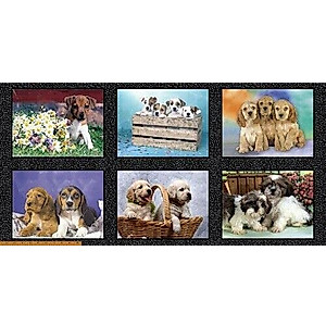 FlashPhoenix Quality Sewing Fabric – Puppy Dog Fabric Somebody to Love Digital 100% Cotton Animal 21x44 Panel