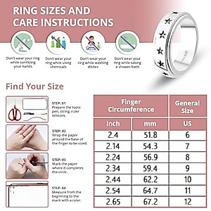 Shop LC Spinner Ring for Women - Spinning Anxiety Ring for Men - Wedding Band 925 Sterling Silver Platinum Plated Star Jewelry Stress Relief Gifts for Women Size 11 Engagement Bridal Anniversary