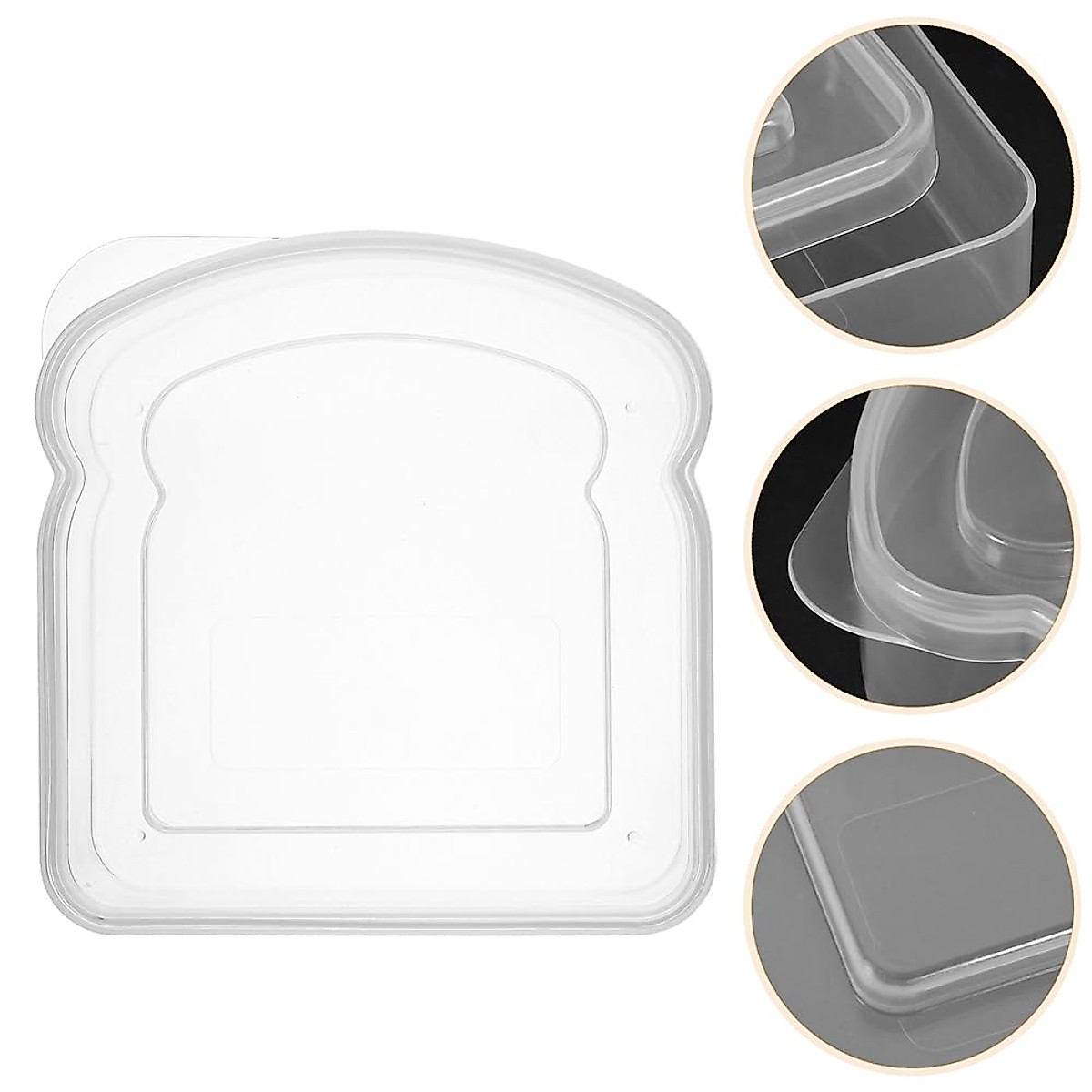 Luxshiny Toast Shape Sandwich Box 2pcs Clear Plastic Sliced Toast Holder Microwave and Freezer Safe Food Storage Container for Camping