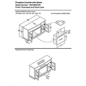 Ameriwood Home Barrow Creek Fireplace Console with Glass Doors for TVs up to 60", Espresso