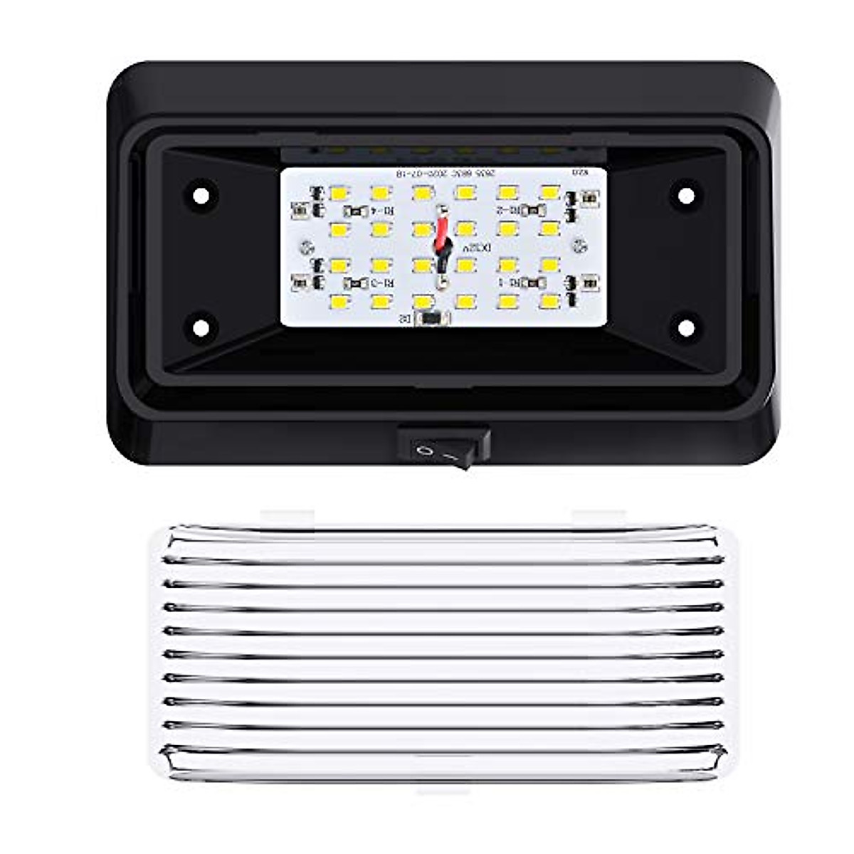 Leisure LED 2 Pack RV Exterior Porch Utility Light with Switch 12v 280 Lumen Lighting Fixture. Replacement Lighting for RVs, Trailers, Campers, 5th Wheels Black Base Clear & Amber Len (Black, 2-Pack)