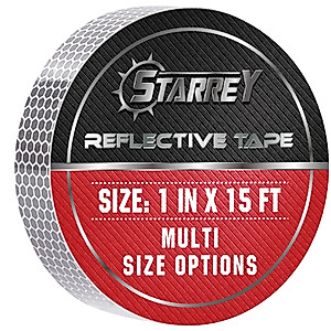 STARREY Flexible Reflective Tape White Silver 1 Inch X 15 Feet High Intensity Grade DOT-C2 Safety Tape Waterproof Conspicuity Trailer Reflector