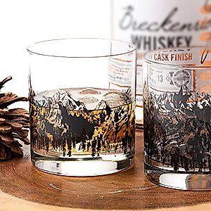 Black Lantern Whiskey Glasses – Mountain Range Rock Glass Set – Set of 2-11oz. Tumbler Glasses - Barware and Kitchen Glasses - Drinking Glasses - Glassware for Scotch Bourbon and Whiskey
