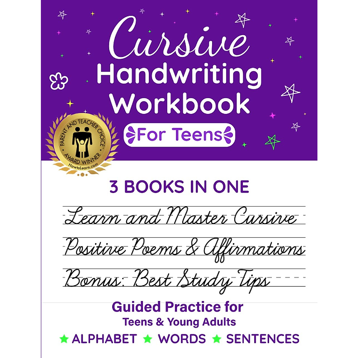 Cursive Handwriting Workbook for Teens: 3 Books In One to Learn Cursive and the Art of Penmanship for Teens and Young Also Learn Studying and Memory ... (Bright Star Education Workbook Series)