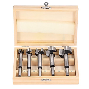 Drill Bit Set, 5Pcs Professional High Speed Carbon Steel Bits, 15mm 20mm 25mm 30mm 35mm Bit Set for Wood Drilling Holes