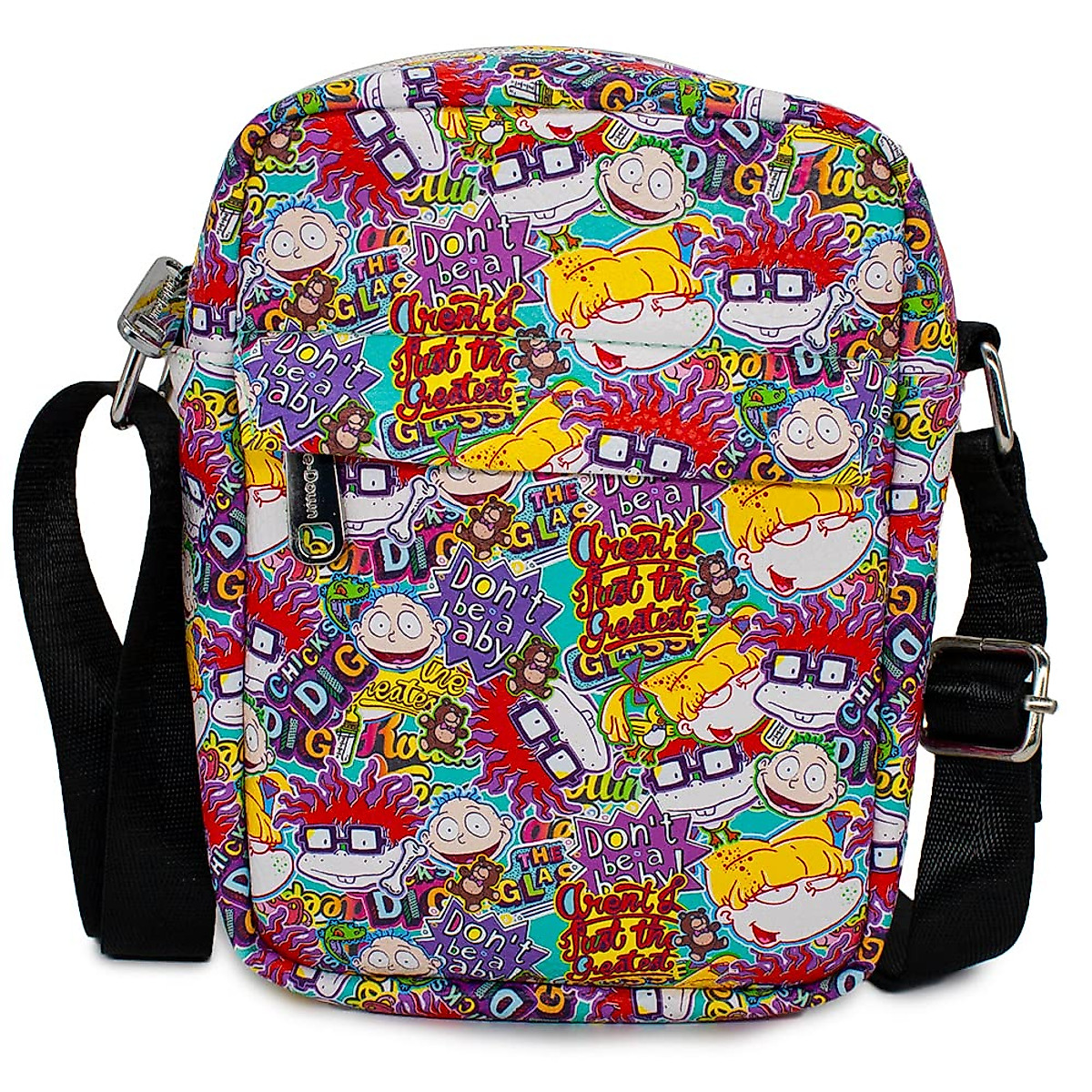 Buckle Down Nickelodeon Bag, Cross Body, Rugrats, Character Faces and Quotes Collage, Vegan Leather