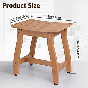 SUEH DESIGN Shower Bench, HIPS Shower Chair Waterproof Shower Stool for Inside Shower Spa, Shower Seat for Adults Elderly Indoor Outdoor, Teak
