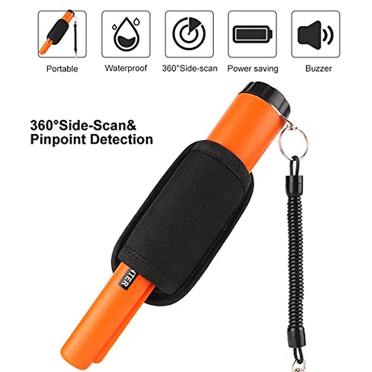 BULVACK Metal Detector Pinpointer, Professional Handheld Pin Pointer Wand, 360° Search Treasure Pinpointing Finder Probe with Belt Holster for Adults and Kids