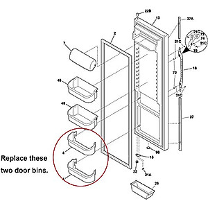 240323001 White Refrigerator Replacement Door Bin Side Shelf for Frigidaire Electrolux, Repalce 240323007, 890954, AP2115741, AH429724, EA429724, PS429724.