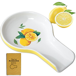 Spoon Rest - Lemon Spoon Rest for Stove Top for Cooking Spoons Spatula Lemon Kitchen Decor Ceramic Spoon Rest for Kitchen Counter with Gift Box Ready
