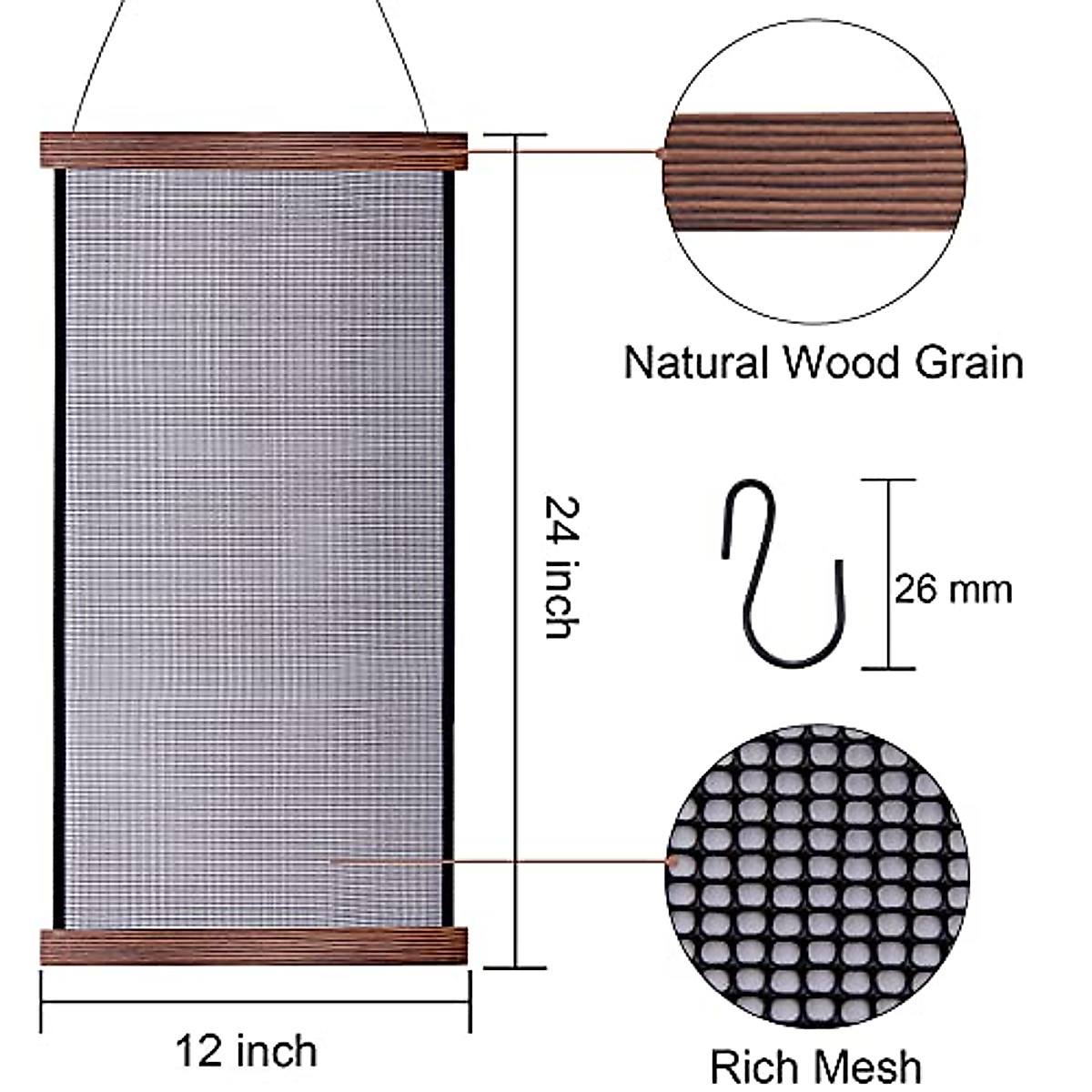 FEQO Earring Holder Wall Mounted Earring Wall Organizer Earring Hanger Wall Hanging Earring Organizer Wall Jewelry Organizer with 20 Pieces S Shape Black Hooks (24 x 12 inch)