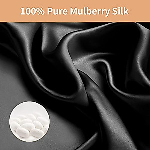 Sutuo Home Silk Pillowcase 2 Pack 100% Mulberry Silk Pillow Cases for Hair and Skin 6A Both Sides 19 Momme Natural Silk Pillow Cover Super Soft and Smooth Queen 20"x30" Black
