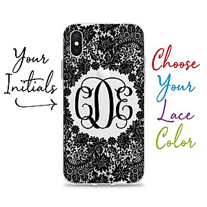 Case Charming Monogram Clear Phone Case for iPhone 15 Pro Max 14 13 mini 12 11 XS XR X 10S 10R 10 8 Plus 7 SE Custom Personalize Initials