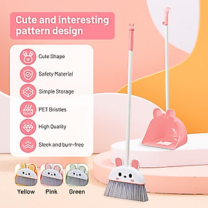 Generic Premium Long Reach Broom and Dustpan Set for Home Cleaning, Pink, 25cmx5cmx91cm