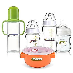 Baby Bottle Labels for Daycare Supplies, 128PCS Waterproof Daycare Labels Self Laminating, Dishwasher Safe, Name Labels for Kids School Stuff, Toddler Name Stickers Tags for Water Bottle Sippy Cup