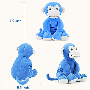 WEIGEDU Ape Monkey Stuffed Animal Plush Toys, Stuffed Monkey Blue, Soft Cute Monkey Toy for Toddlers Child Kids Babies Birthday Gift, 7.9" Blue