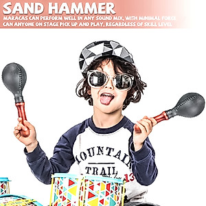 Heatoe 1 Pair Black Wood Handle Maracas, Sand Hammer Percussion Instrument Shakers Rattles for Beginners and Professionals