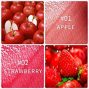 4 Colors Lip Tint Stain Set,Korean Lip Gloss Lip Tint Stain Mini Liquid Lipstick Multi-use Lip and Cheek Tint Long Lasting Non-Stick Cup Waterproof, High Pigment Vivid Color Lip Tint Makeup