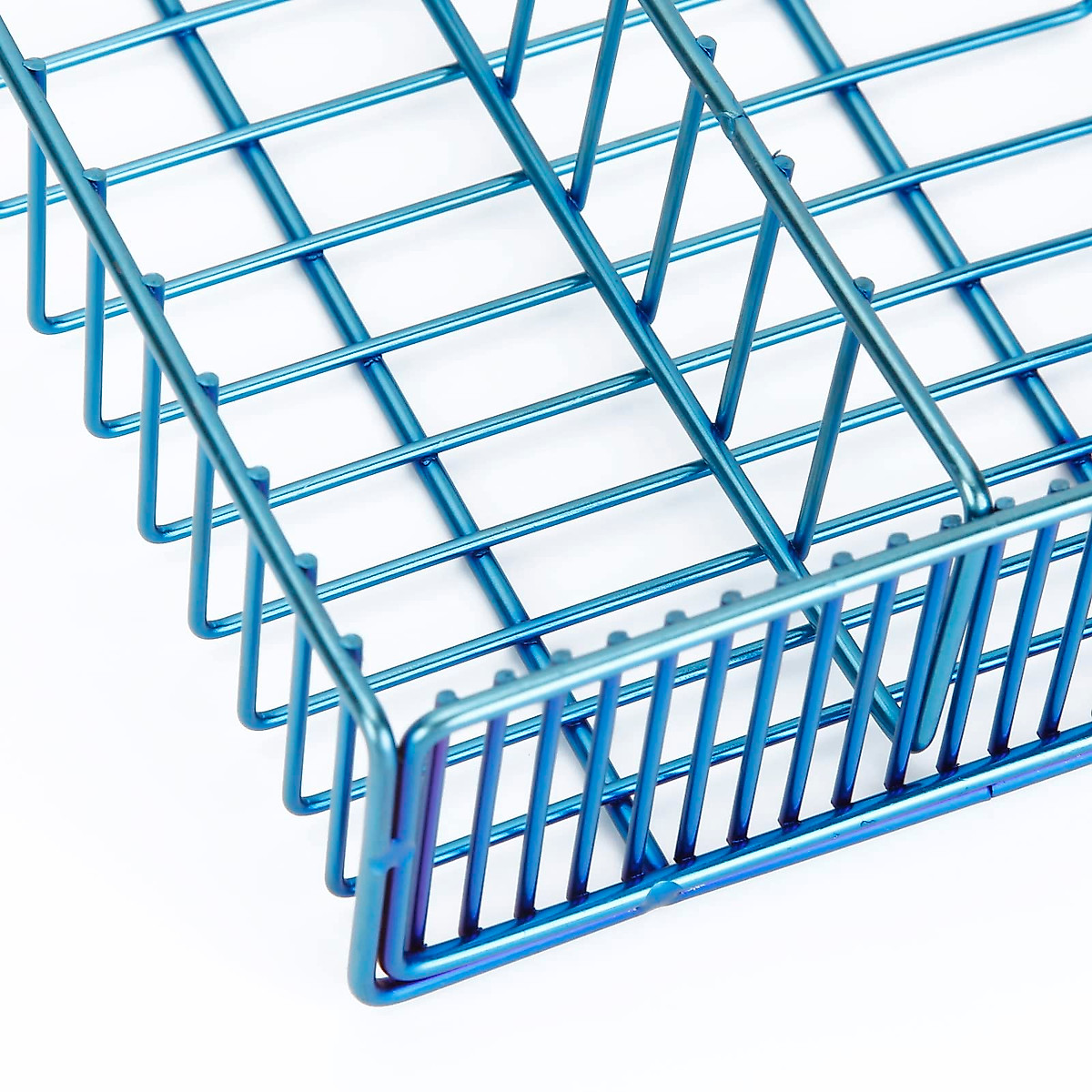 Snailhouse Silverware Organizer, Stainless Steel Utensil Cutlery Flatware Spoon Tray Organizer Holder Storage Box Case Divider for Kitchen Drawer, Blue