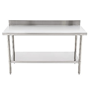 Restaurantware Kitchen Tek 16-Gauge 304 Stainless Steel Commercial Work Table - Medium Duty, 4" Backsplash, Undershelf - 30" x 60" - 1 count box,Silver