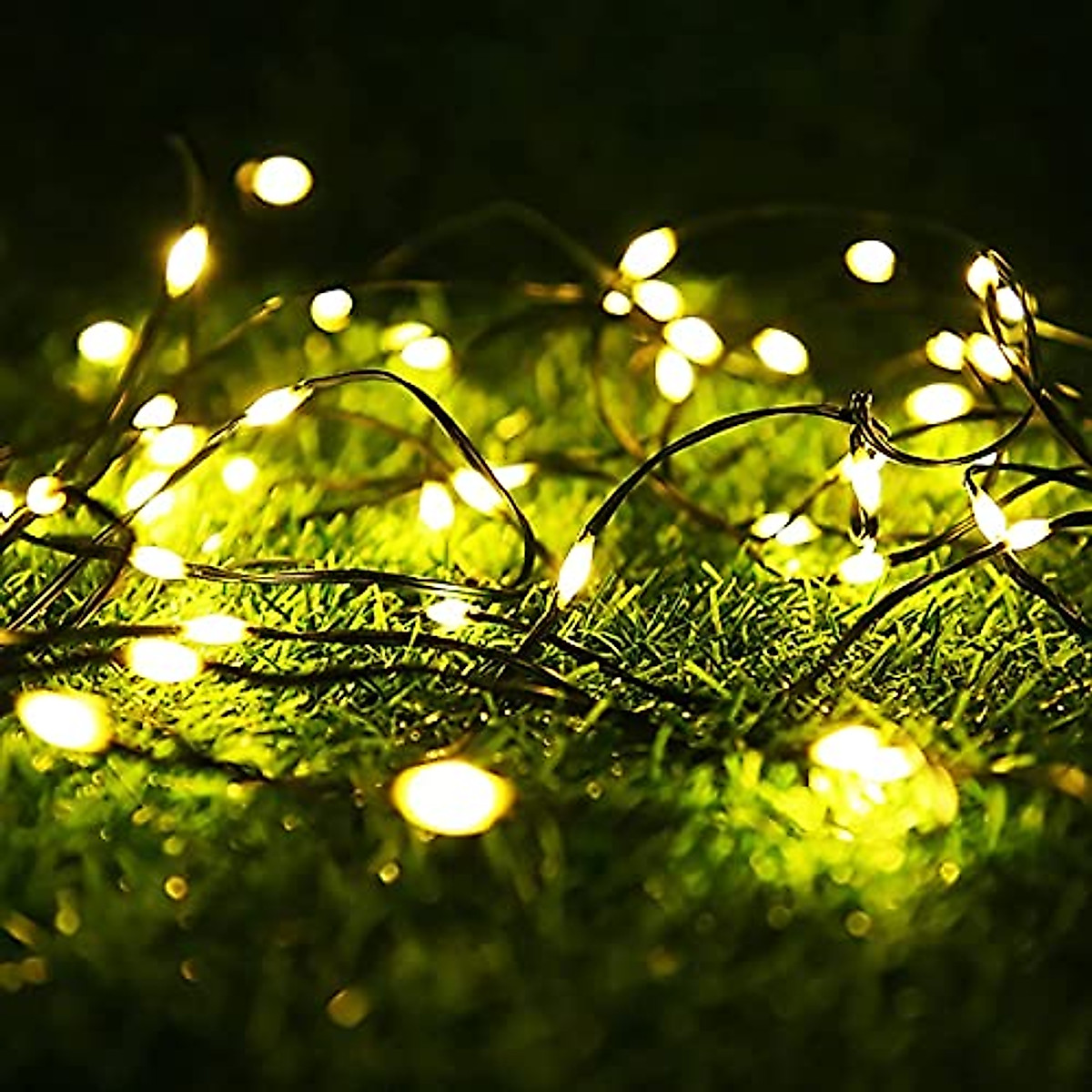 kemooie 2 Pack Outdoor Solar String Lights, 200 LED Upgraded Solar Fairy Lights with Remote, 8 Twinkle Modes Outdoor Christmas Lights for Garden,Christmas, Decorations(Warm White)