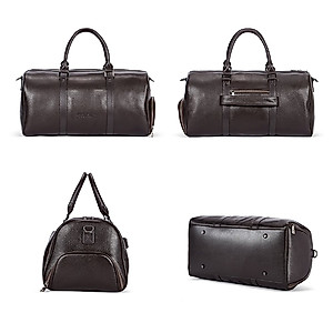 BOSTANTEN Genuine Leather Travel Weekender Overnight Duffel Bag＆ Mens Leather Backpack 15.6 inch Computer Backpack