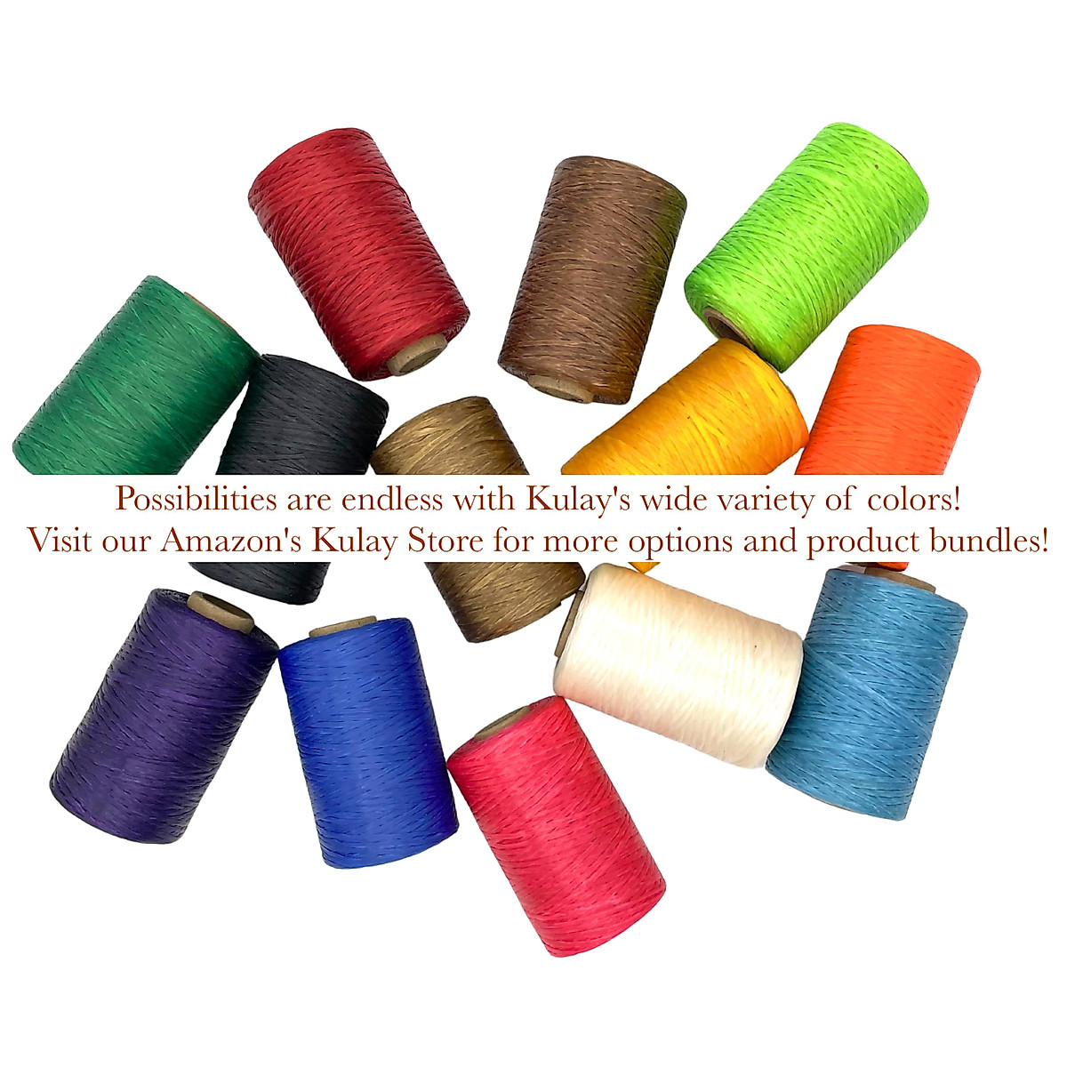 Kulay Artificial Deer Sinew Natural Waxed Flat Polyester Thread for Beading, Leather, Tie-dye Crafts and Sewing, Natural Sinue (5-Ply, 300 Yards or 900 Feet)