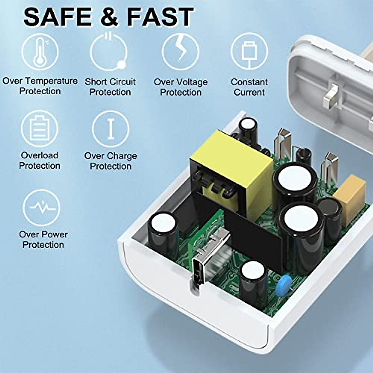 iPhone Fast Charger, [2-Pack] Power Adapter 20W PD USBC Charging Block 【Apple MFi Certified】 Super Fast Chargers Wall Plug with 5 ft Cords for iPhone 14/13/12/11/10 iPad Charger iPhone 14 Charger