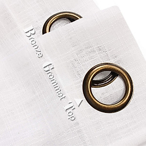 VOILYBIRD Palma Bronze Grommet Semi Sheer Curtains 84 Inch Length Light Filtering Draperies for Patio Door (52''W x 84''L, 2 Panels, White)