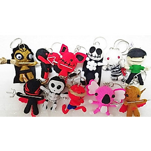 Touchable dream Wholesale Bulk Random Lot 25 Pcs Voodoo Dolls Character Keychain Keyring Keyfob Ornament Hanging Bags Wallets Cars(25)