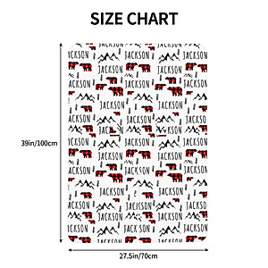 Personalized Plaid Design Bear Baby Car Seat Canopy for Babies with Name, Custom Multi-use Blankets for Baby Boys Girls, Peekaboo Minky Nursing Breastfeeding Stroller Cover Canopies for Newborn