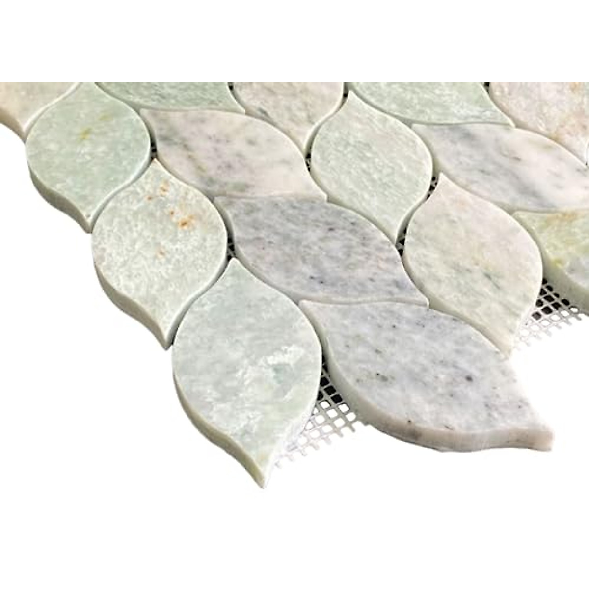 Ming Green Greyish Petal Marble Polished Floor Wall Tile for Kitchen Backsplash, Bathroon Shower, Fireplace Surround, Decor Accent Wall (1 Sheet)