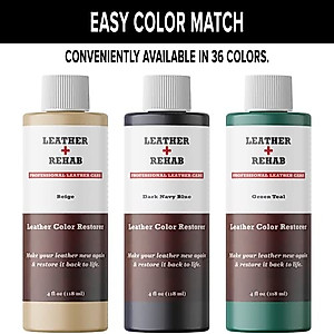 Leather Rehab Leather Color Restorer - Espresso Brown - Repair Furniture, Couch, Car Seat, Shoes, Jacket, Bag, Boots and Vinyl - 4 oz.