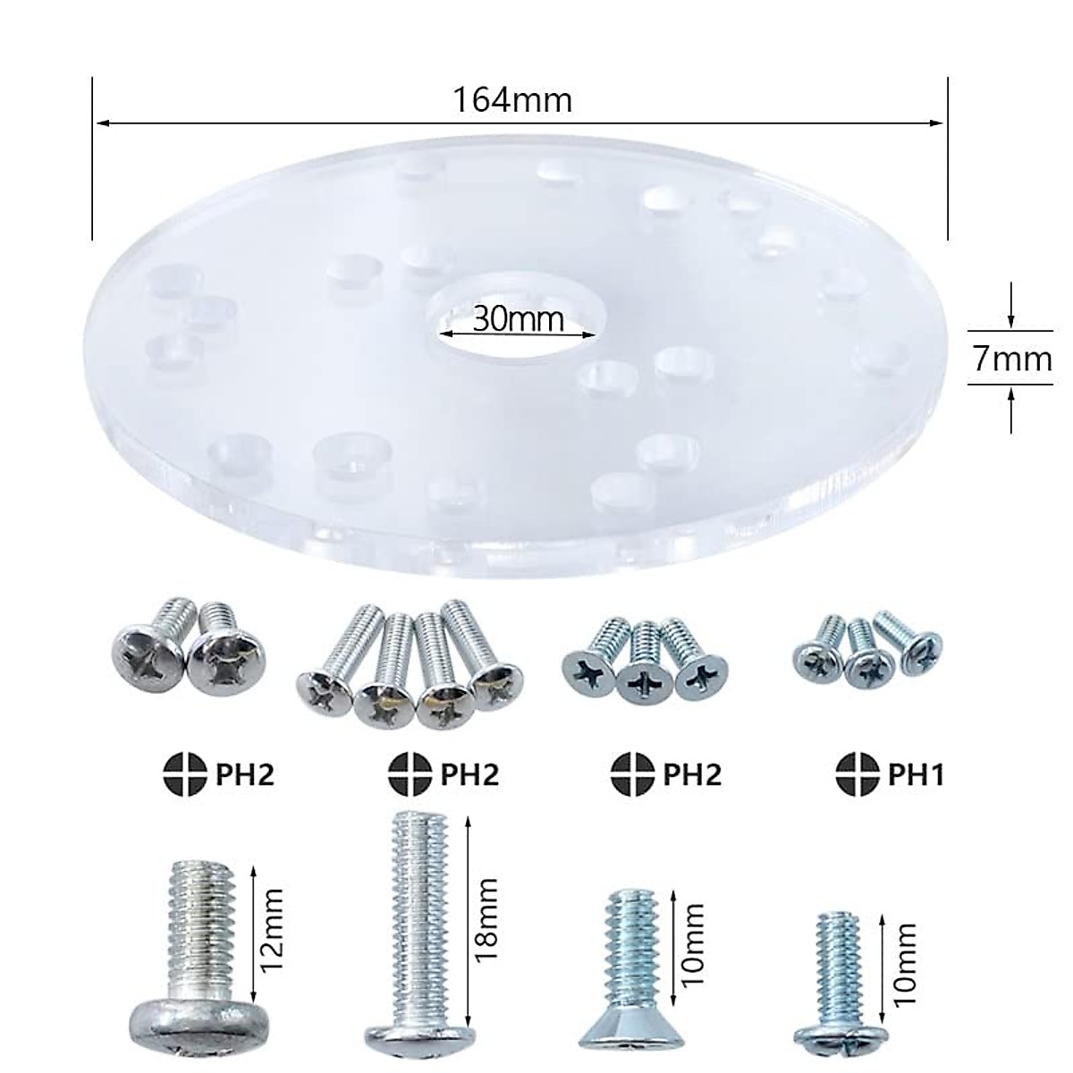 6.5inch Acrylic Universal Router Base Plate Set Compatiable fFor Bosch And Most Router Router Base General Purpose Bakelite Milling Tool